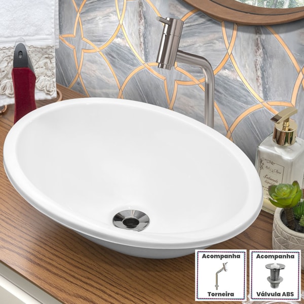 Cuba Banheiro Sophia Torneira DL08 Valvula Branco - Loja DoceLar