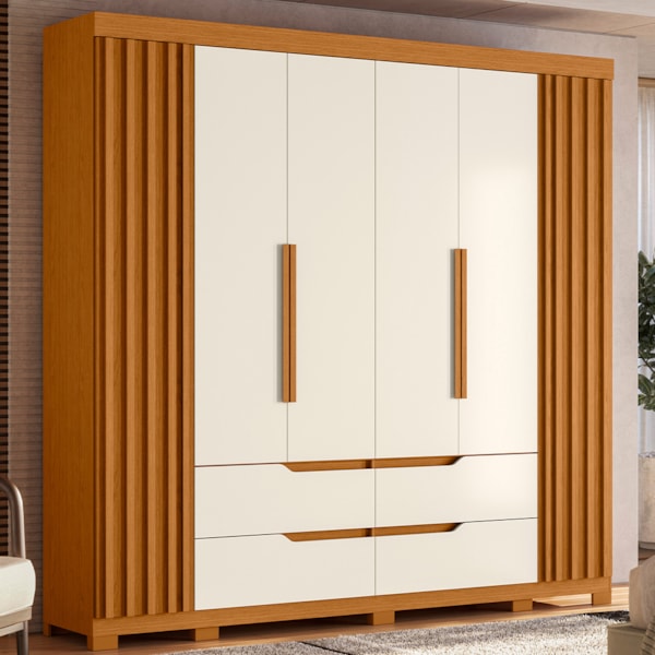 Guarda Roupa Doble Casal Com 6 Portas e 4 Gavetas - Loja DoceLar