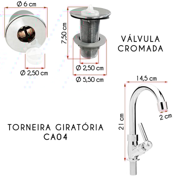 Kit Cuba Meca T.CA04L Sifão Engate Valv. ABS - Loja DoceLar