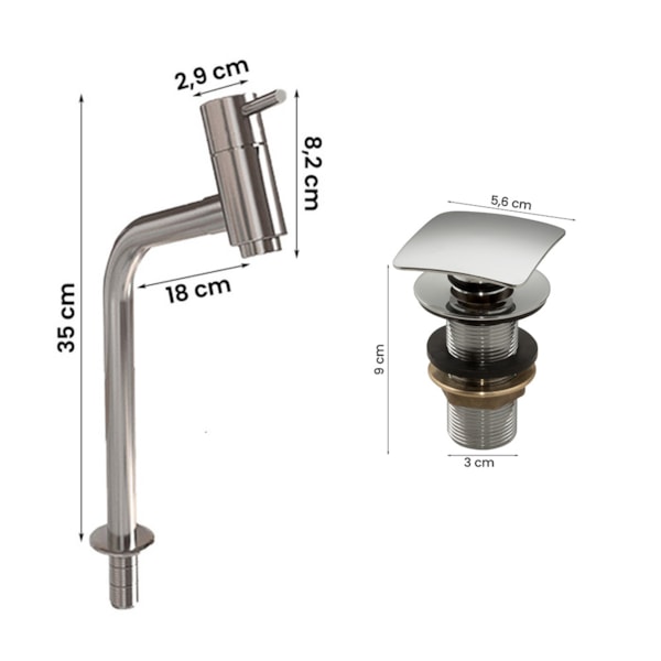 Cuba Tulipa com Torneira DL08 e Valvula Click - Loja DoceLar