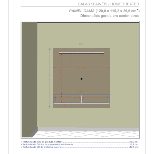 Painel TV até 47 Polegadas Gama - Loja Docelar