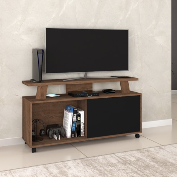 Rack Rivera Sala para TV até 55 Polegadas Rodízios - Loja DoceLar