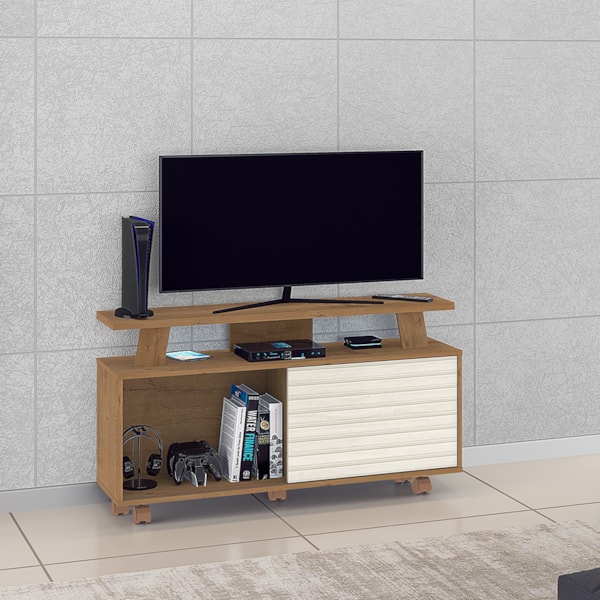 Rack Rivera Sala para TV até 55 Polegadas Rodízios - Loja DoceLar